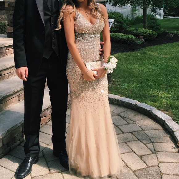 Dresses | Stunning Prom Dress Bodycon Fit Gold Sparkly | Poshmark